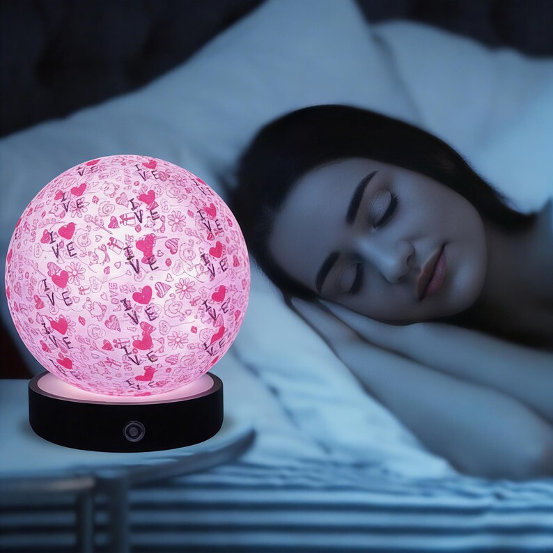 Personalized Heart Moon Lamp, 7 Color LED Night Light, Engraved Base - Etsy