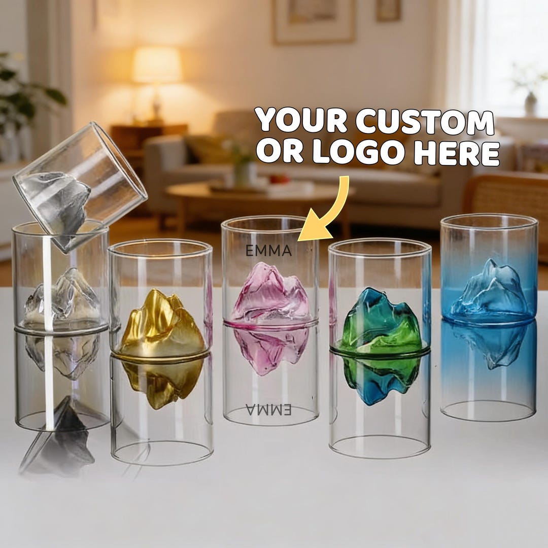 Custom Laser Engraving 3D Iceberg Cup, Small Coffee Juice Glass,unique ...