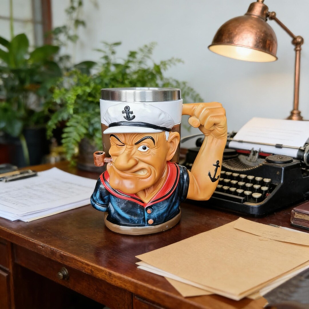 Sailor Strongman Character Coffee Mug, 3D Arm Handle, Funny Novelty Cup ...