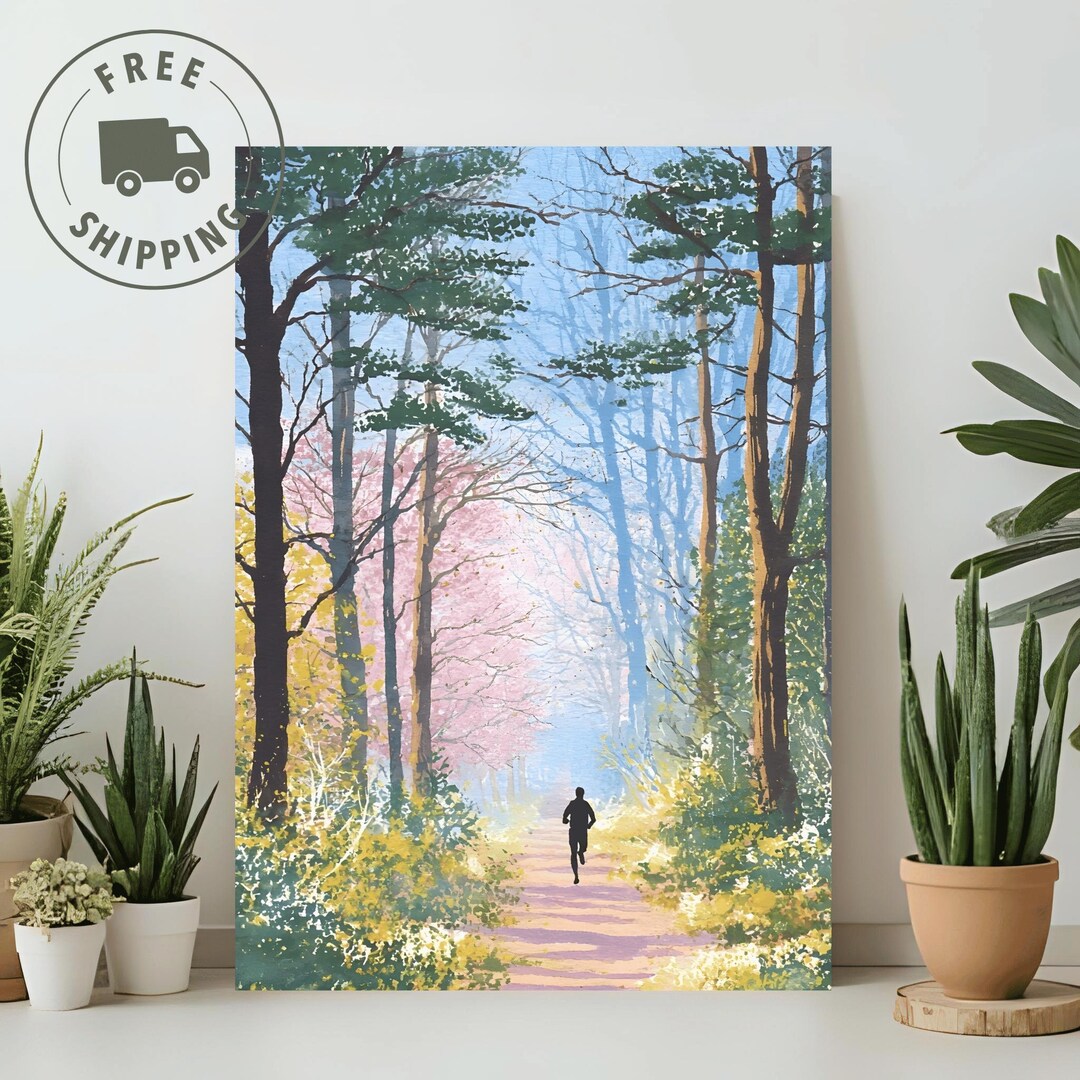Watercolour Running Landscape Poster | Gift for Runner - Etsy