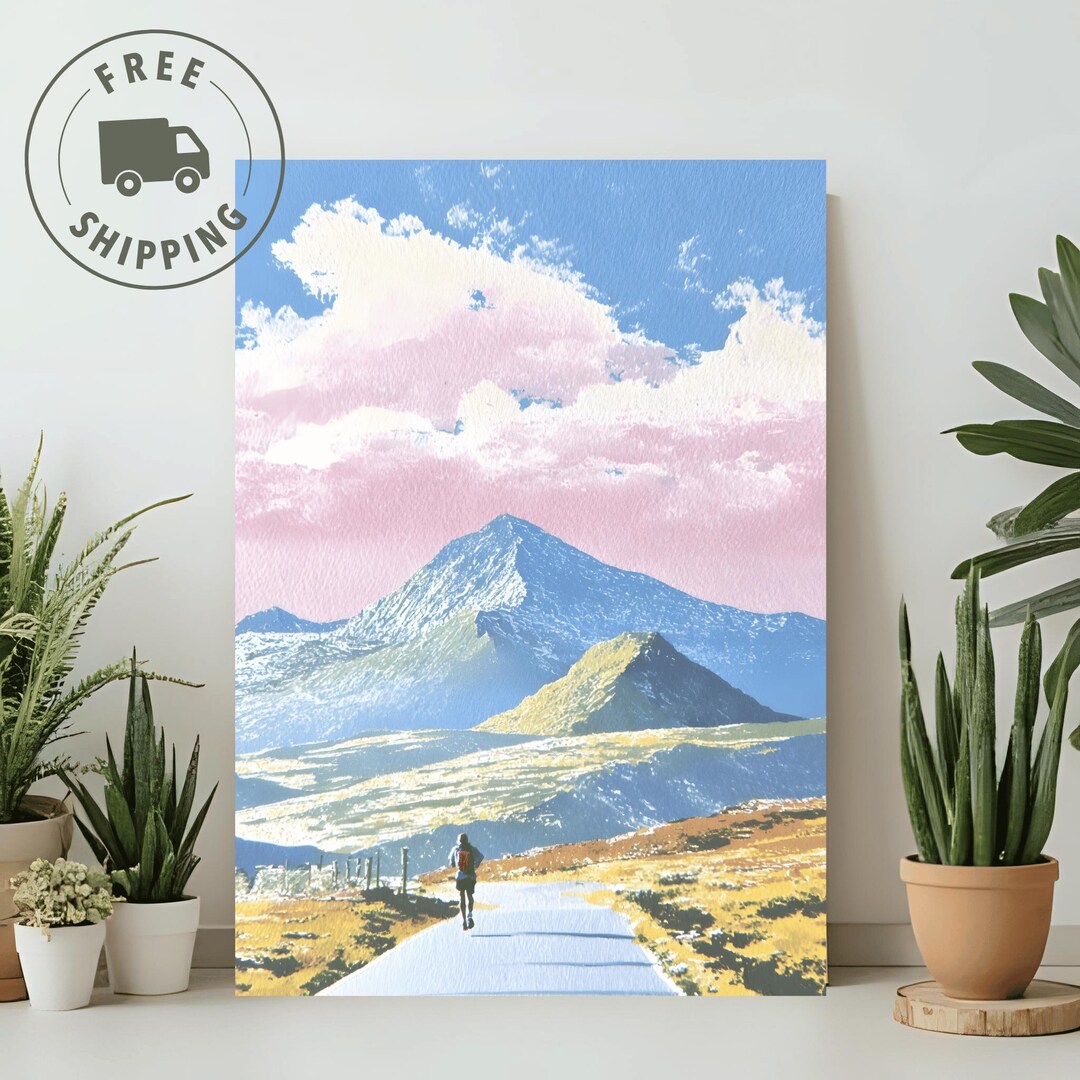 Watercolour Running Landscape Poster | Gift for Runner - Etsy