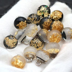 10 Pcs of 3 Patterns Chinese Gold Foil Round Bead Buckle National Style ...