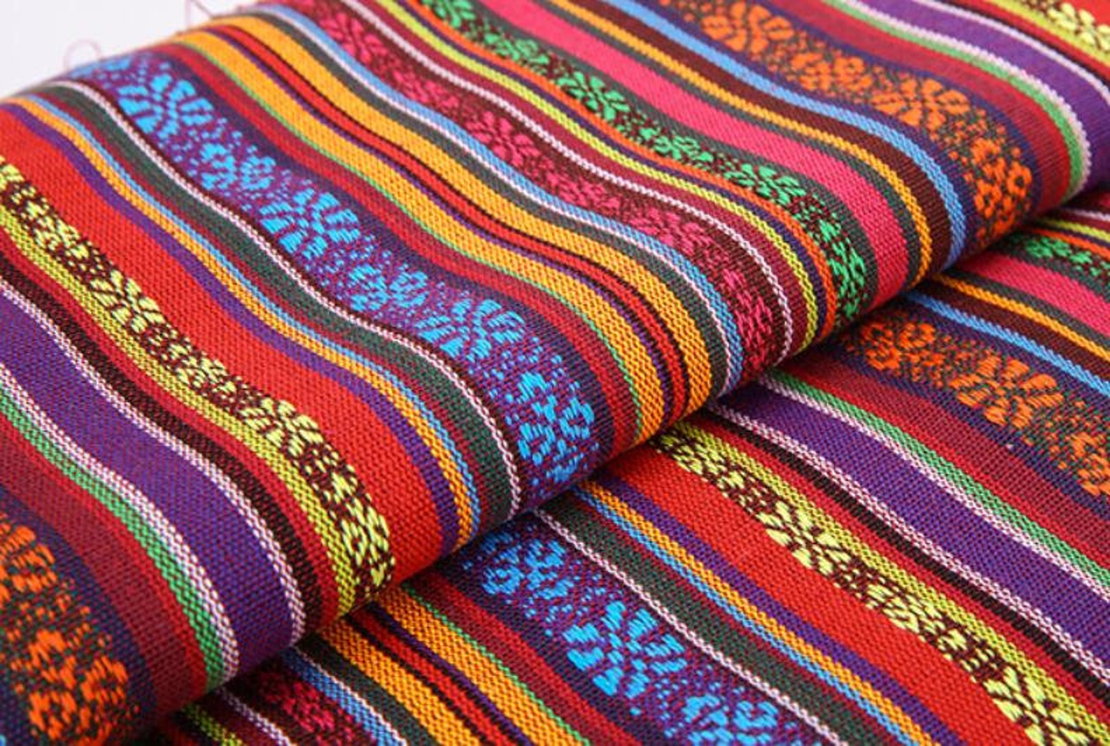 Striped Ethnic Cotton Fabric: Southwest Yunnan Nepal Upholstery (by 0.5 ...