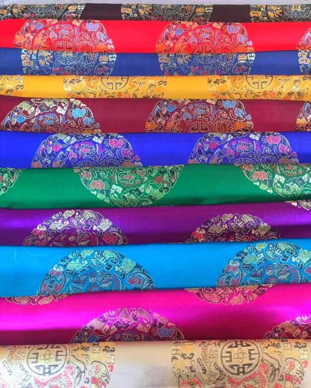 11 Farben Chinesischer Kreis Drachen Brokat Retro Gobelin Rot Lila Blau ...