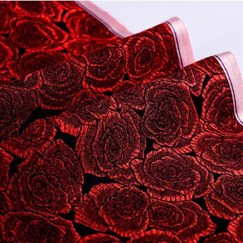 Red Rose Fabric - Etsy