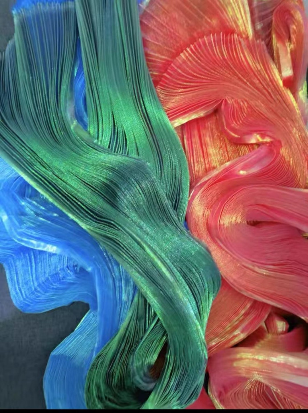 Multicolors Laser Bright Mermaid Pleated Fabric for Stage Wedding ...