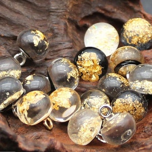 10 Pcs of 3 Patterns Chinese Gold Foil Round Bead Buckle National Style ...
