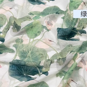 2 Colors Chinese Zen Lotus Flower Chiffon Cloth Fabric Sewing Qipao ...