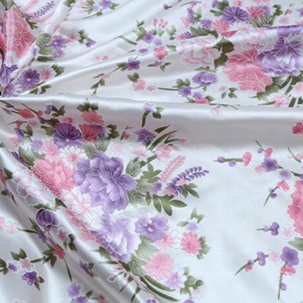 Floral Satin Fabric - Etsy