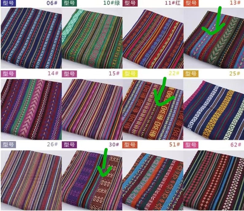 Striped Ethnic Cotton Fabric: Southwest Yunnan Nepal Upholstery (by 0.5 ...