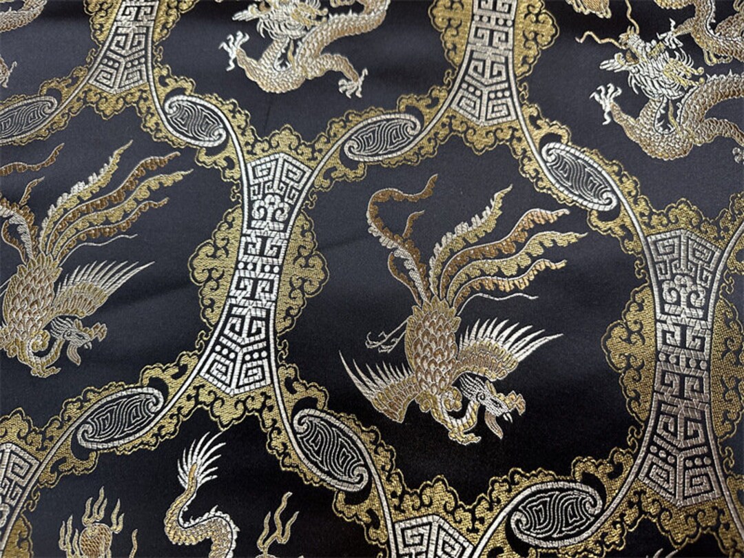 5 Colors Antique Dragon Phoenix Silk Brocade Fabric Vest Chinese ...