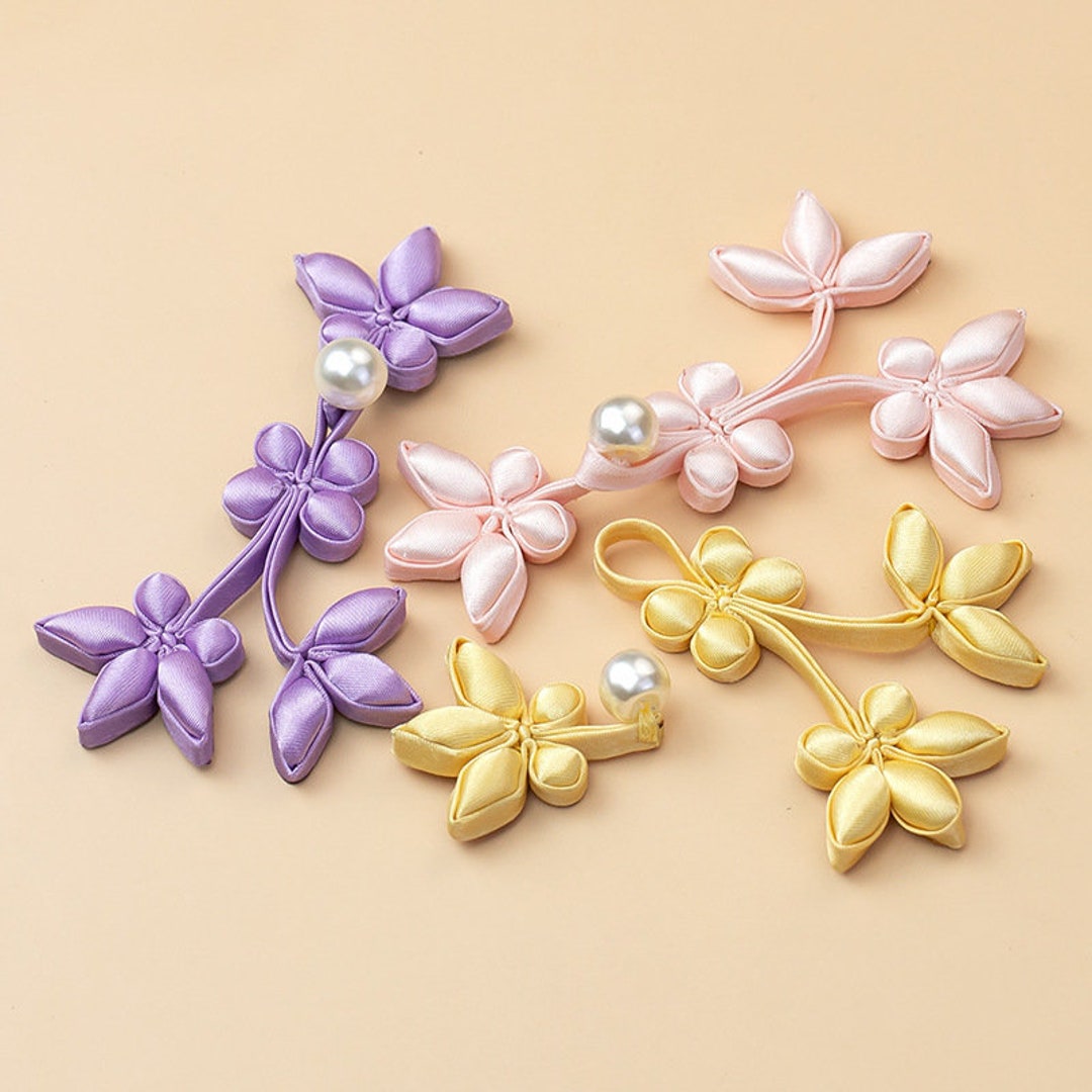 Hand-knitted Flower Pearl Buttons Chinese Vintage Handmade Decorative ...