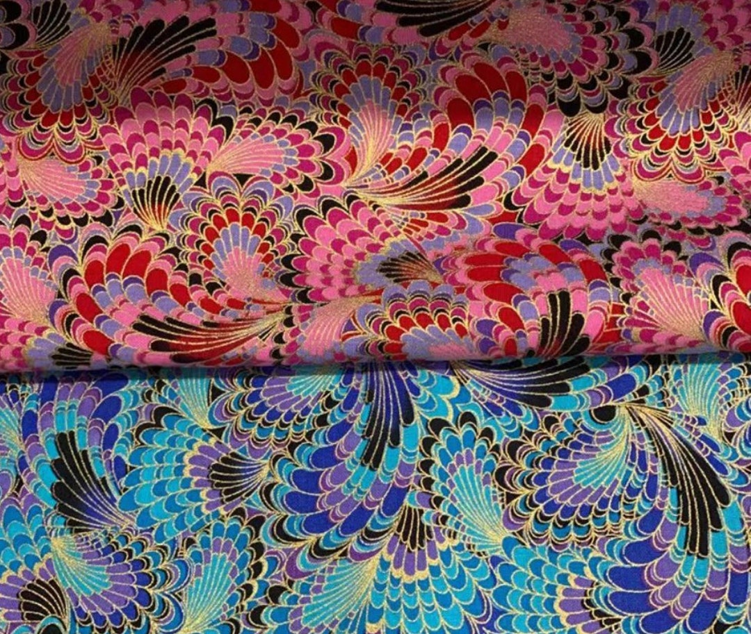 Golden Stamped Phoenix Cotton Fabric: Japanese Fairy Style - Etsy