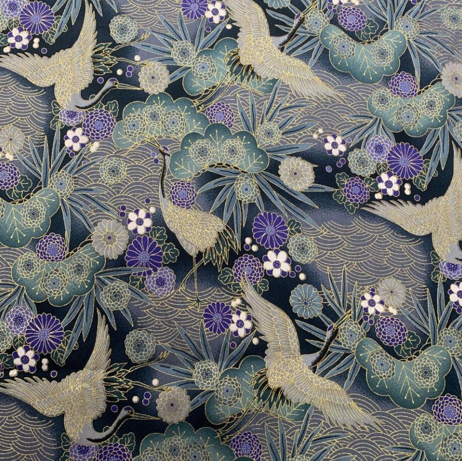 New Arrival Vintage Japanese Style Golden Stamped Crane and - Etsy