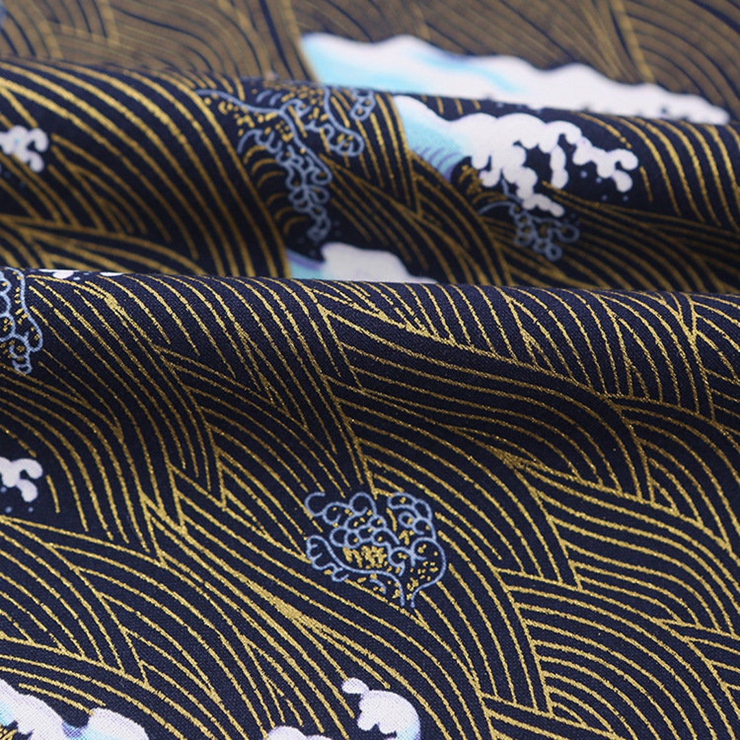 Pure Cotton Japanese Style and Feng Shui Ripple Printed Bronzing Fabric ...