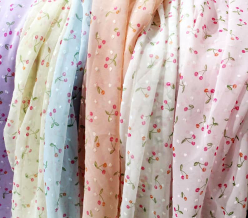 6 Colors Sheer White Flocking Dot Red Cherry White Beige - Etsy