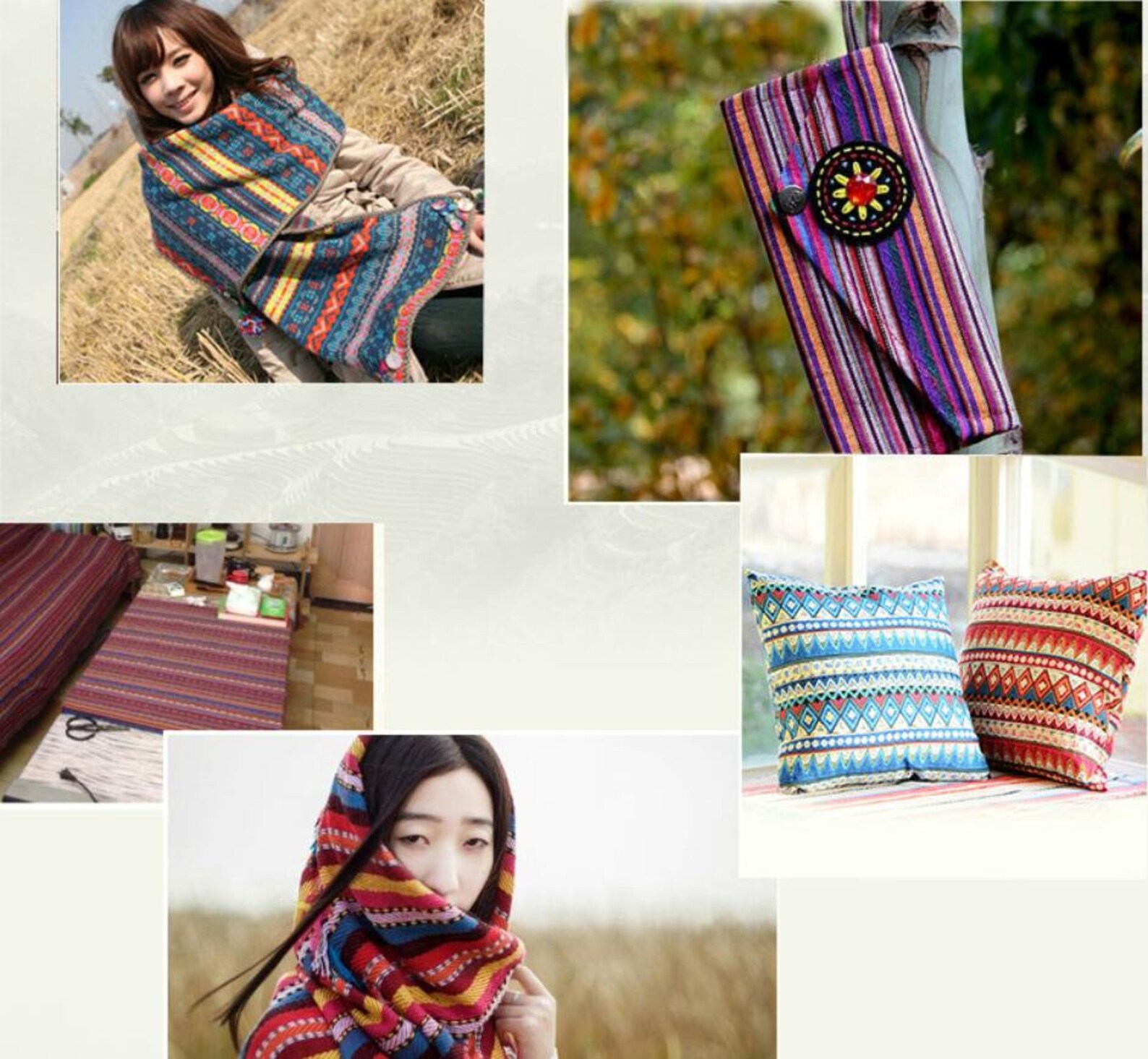 Striped Ethnic Cotton Fabric: Southwest Yunnan Nepal Upholstery (by 0.5 ...