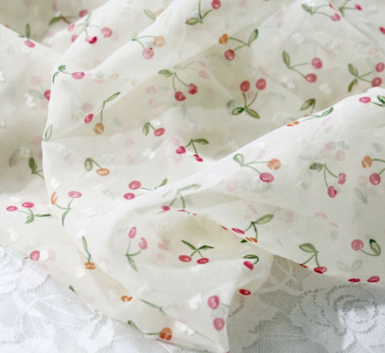 6 Colors Sheer White Flocking Dot Red Cherry White Beige - Etsy