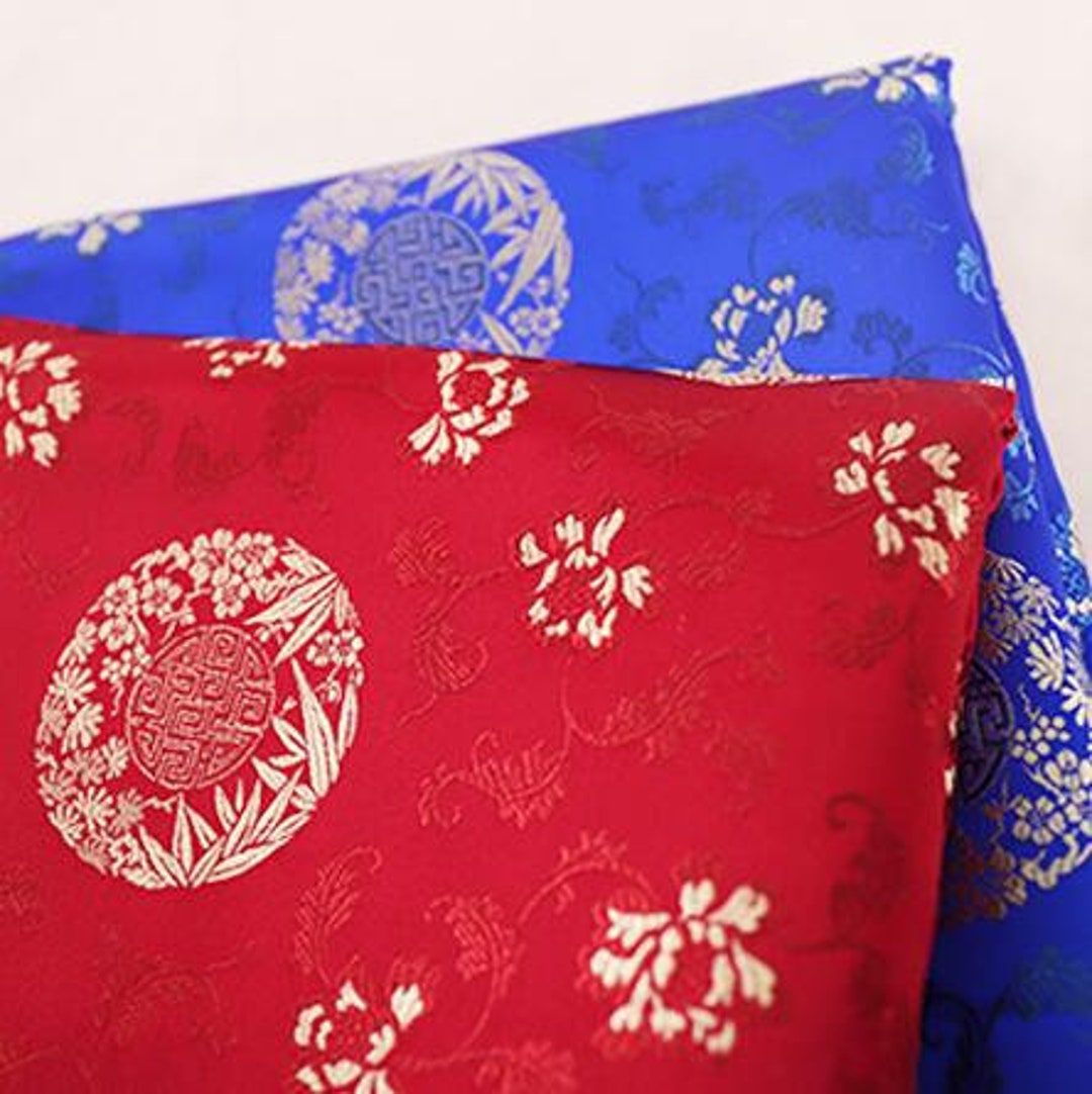 2 Colors Bamboo Plum Flower Circle Patterns Chinese Vintage Brocade ...