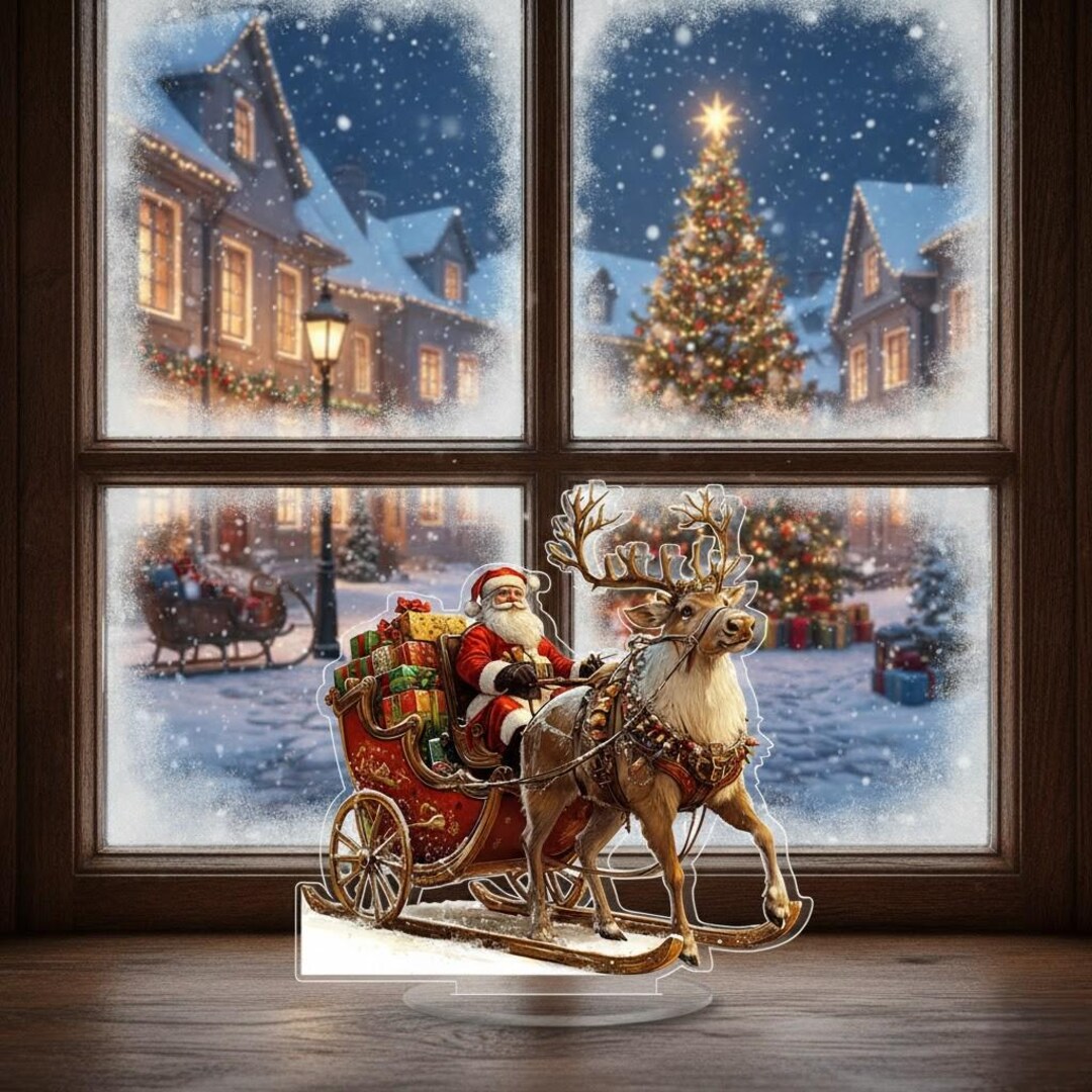 Acrylic Santa Sleigh Figurine – 2D Christmas Decoration - Etsy
