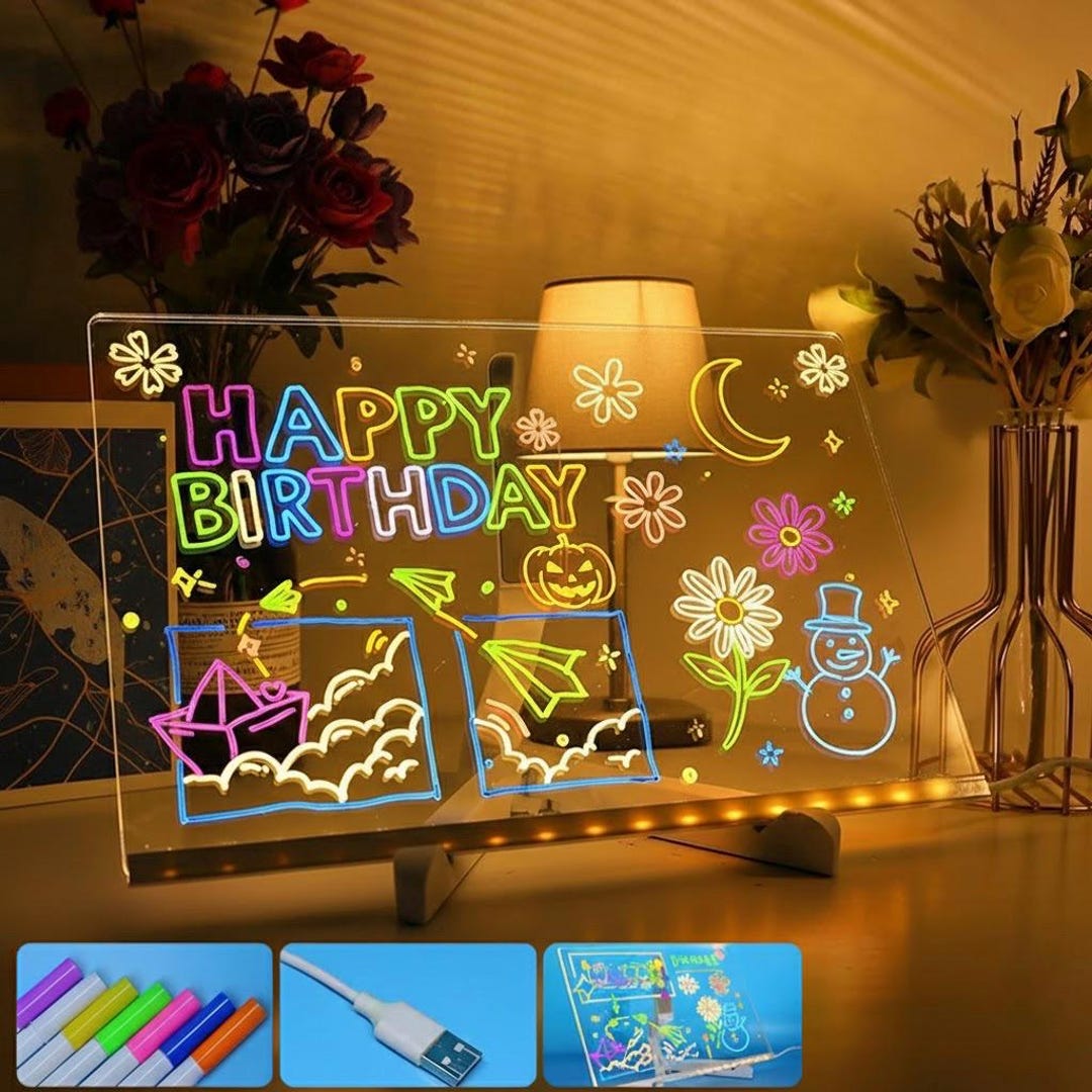 LED Neon Acrylic Message Board: Kids' Decor, Birthday Gift - Etsy