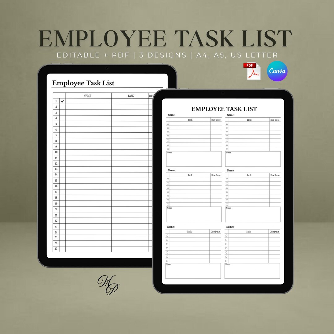 Employee Task List Printable | Daily Work Tasks Planner, Staff ...