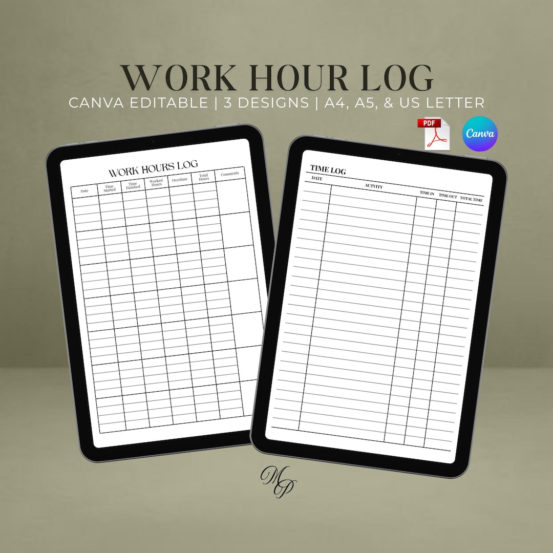 Work Hour Log Printable | Employee Time Sheet, Freelance Hours Tracker ...