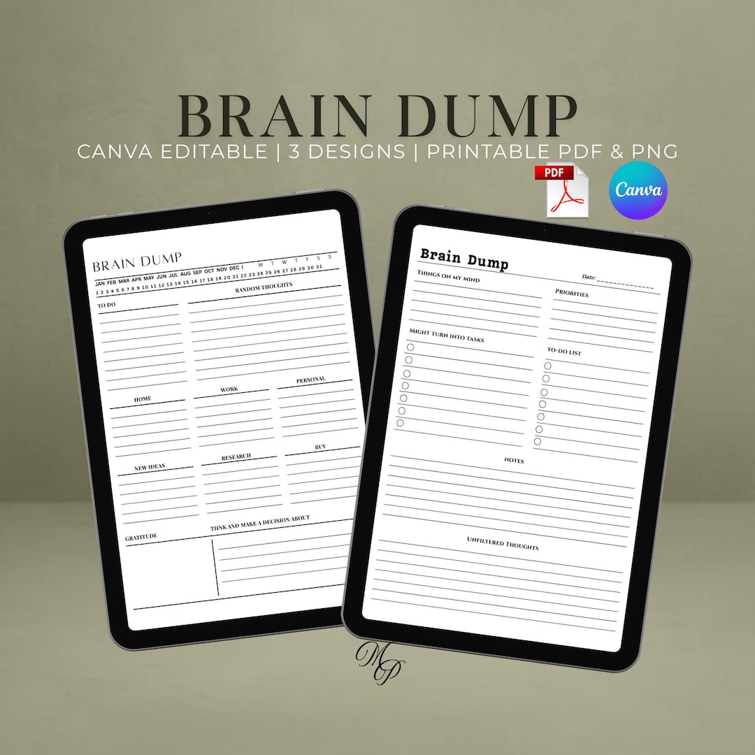 Brain Dump Worksheet Printable | Clear Your Mind Planner, ADHD Focus ...