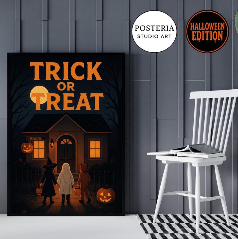 Halloween Poster - Trick or Treat Poster – Halloween Wall Art Print ...