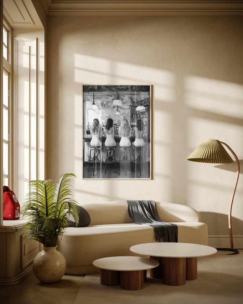 Women at Bar, Vintage Black and White Art Print , Wandkunst (digital ...