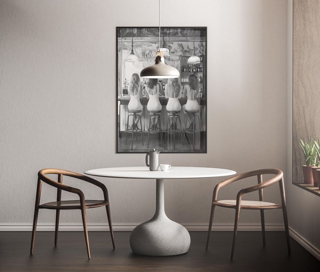 Women at Bar, Vintage Black and White Art Print , Wandkunst (digital ...