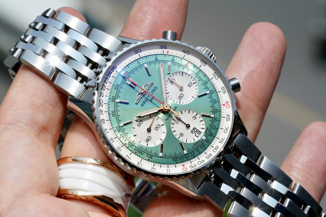 BREITLING Navitimer B01 Mint Green Dial Chronograph Automatic Mens ...