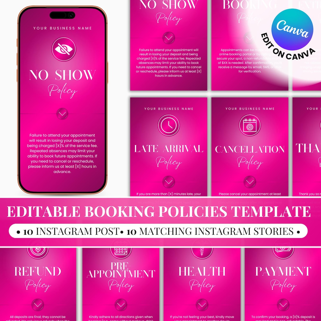 Booking Policy Templates Canva Policy Instagram Story Hair Salon ...