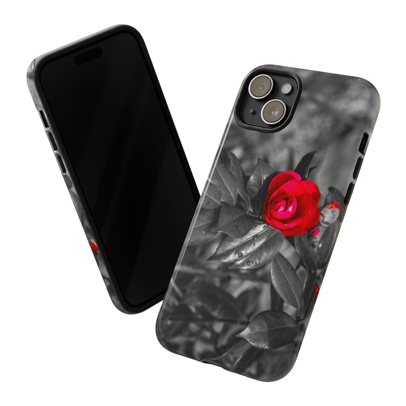 Black and White Red Rose Phone Case | Tough Phone Case for iPhone 17 ...