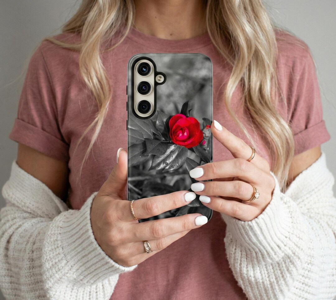 Black and White Red Rose Phone Case | Tough Phone Case for iPhone 17 ...