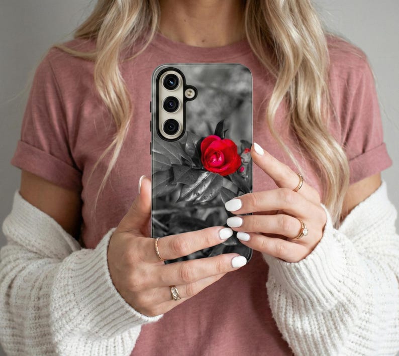Black and White Red Rose Phone Case | Tough Phone Case for iPhone 17 ...