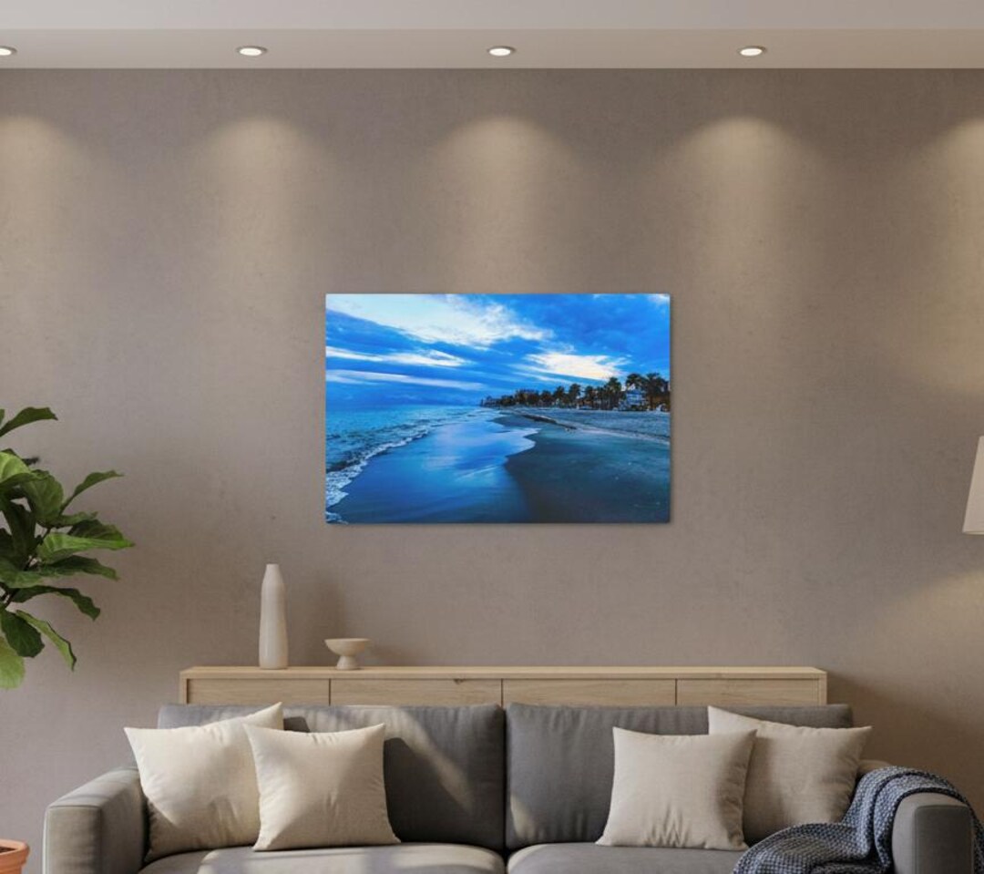 Tropical Beach Sunset Metal Art Sign | Ocean Shoreline Wall Decor Matte ...