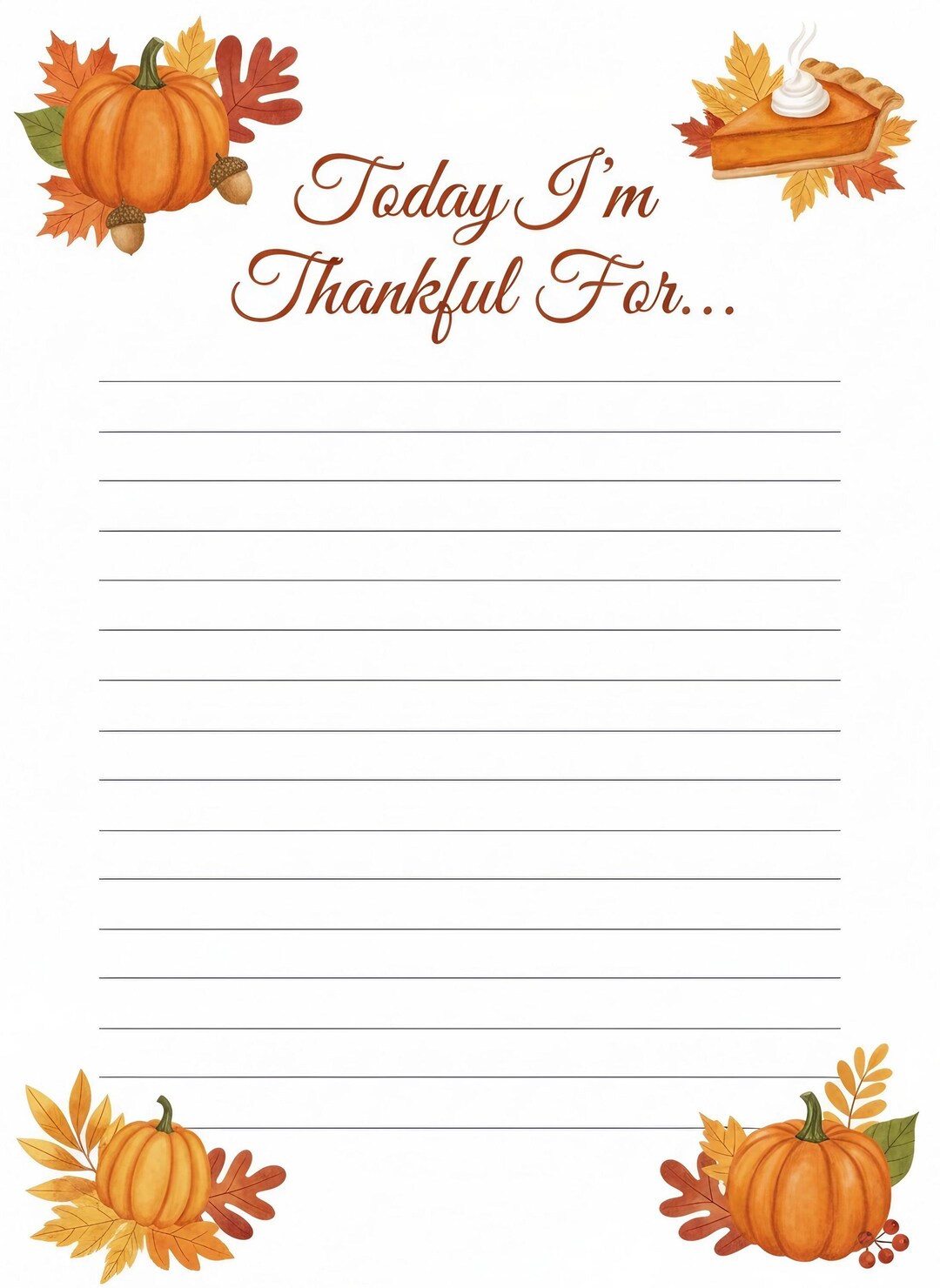Fall Gratitude Journal Printable Pack: 5 Autumn Themed Pages ...