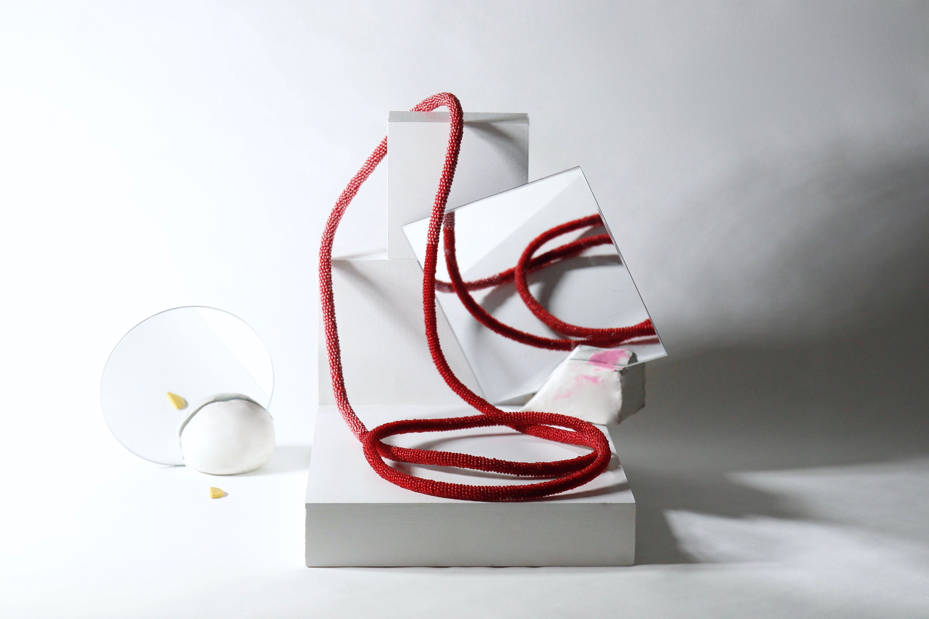 Loop Necklace in Red-rose Duo - Etsy