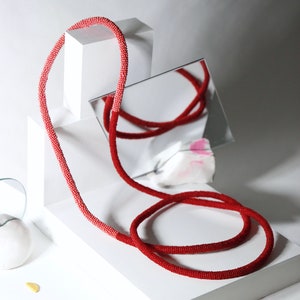 Loop Necklace in Red-rose Duo - Etsy