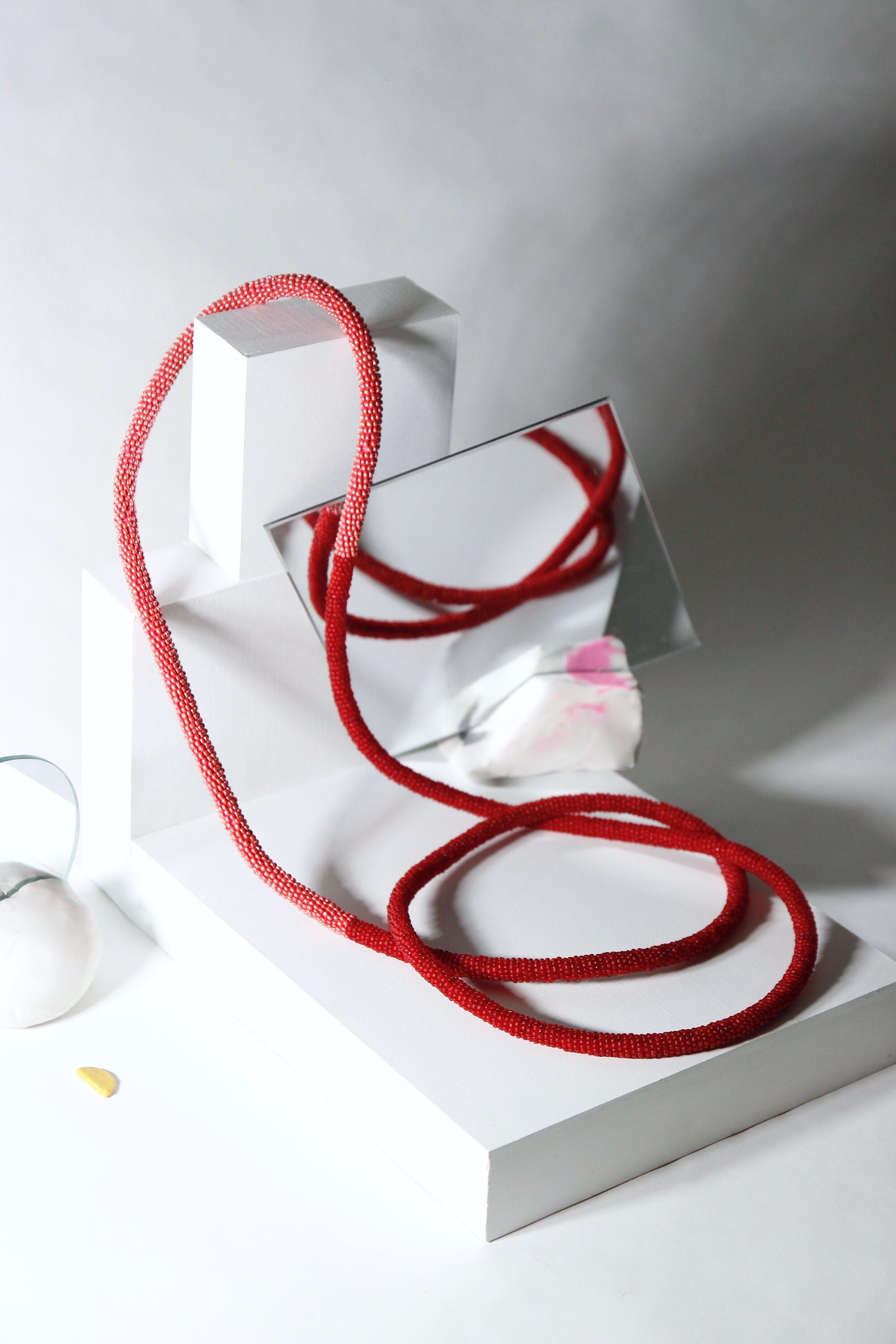 Loop Necklace in Red-rose Duo - Etsy