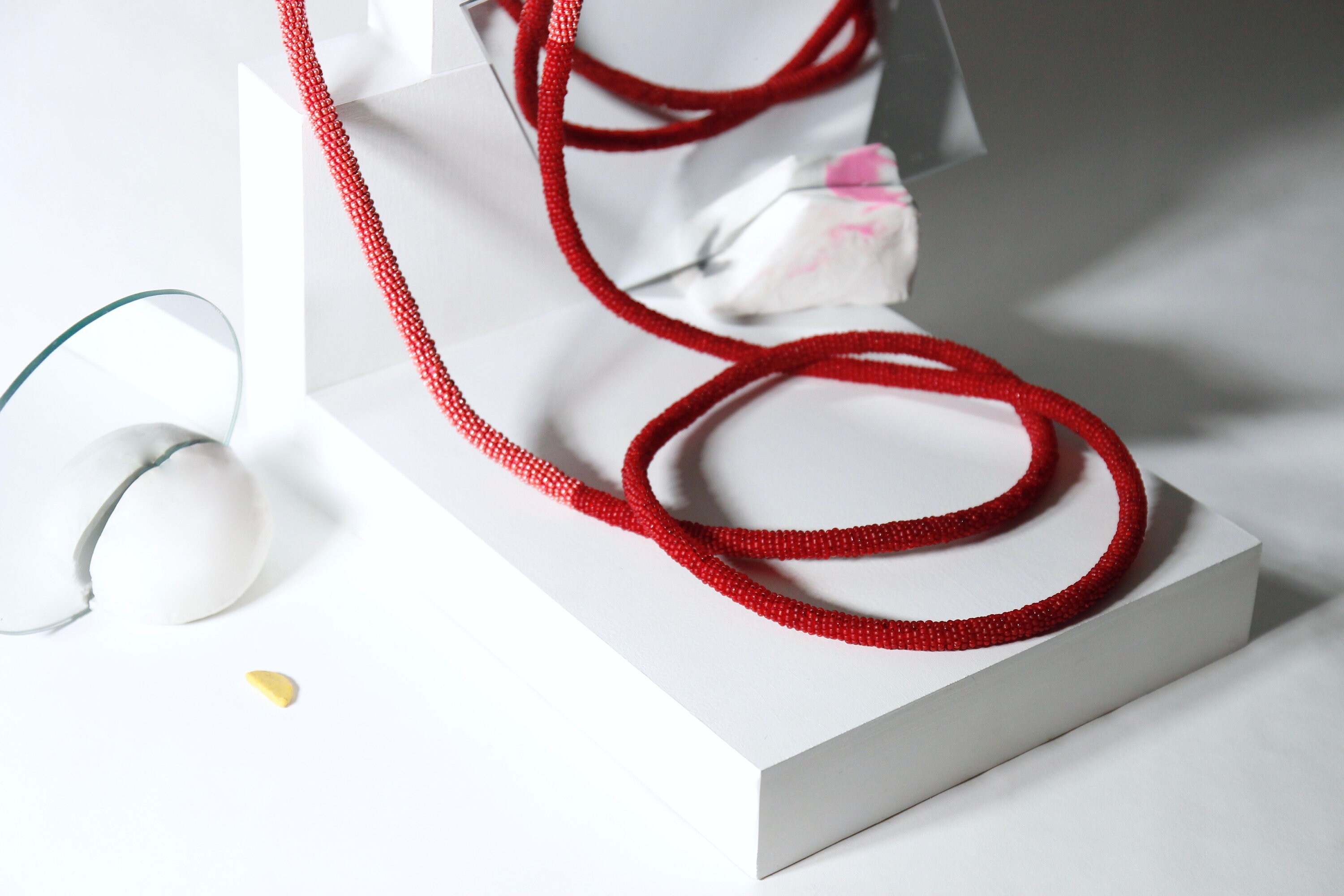 Loop Necklace in Red-rose Duo - Etsy