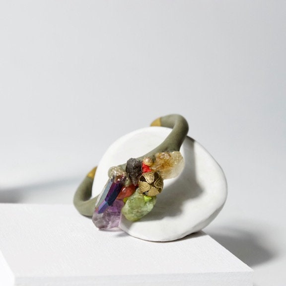 Powerpuff Cuff Bracelet in Khaki - Etsy