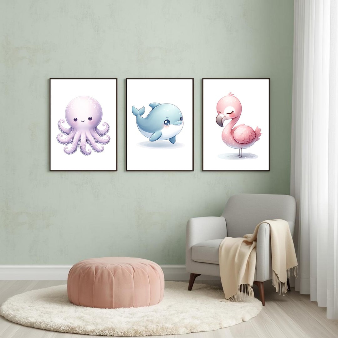 Sea Animal Nursery Prints: Gender Neutral Room Decor (digital Download ...
