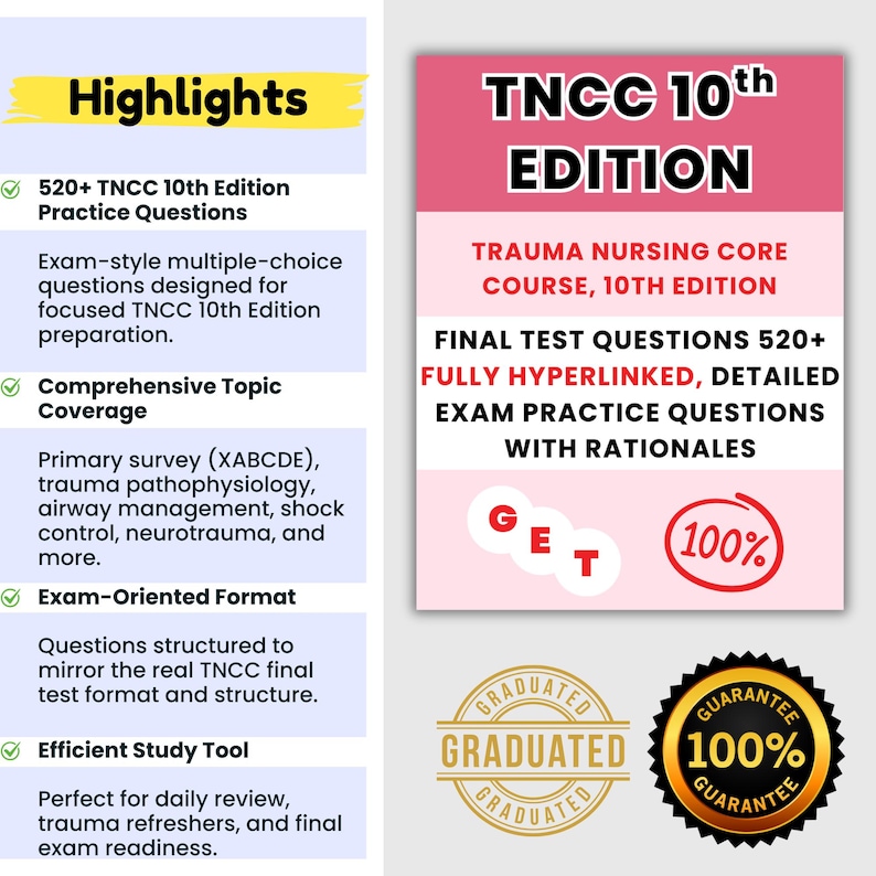 TNCC 10th Edition Final Exam Prep 2026: 520+ Questions & Answers ...