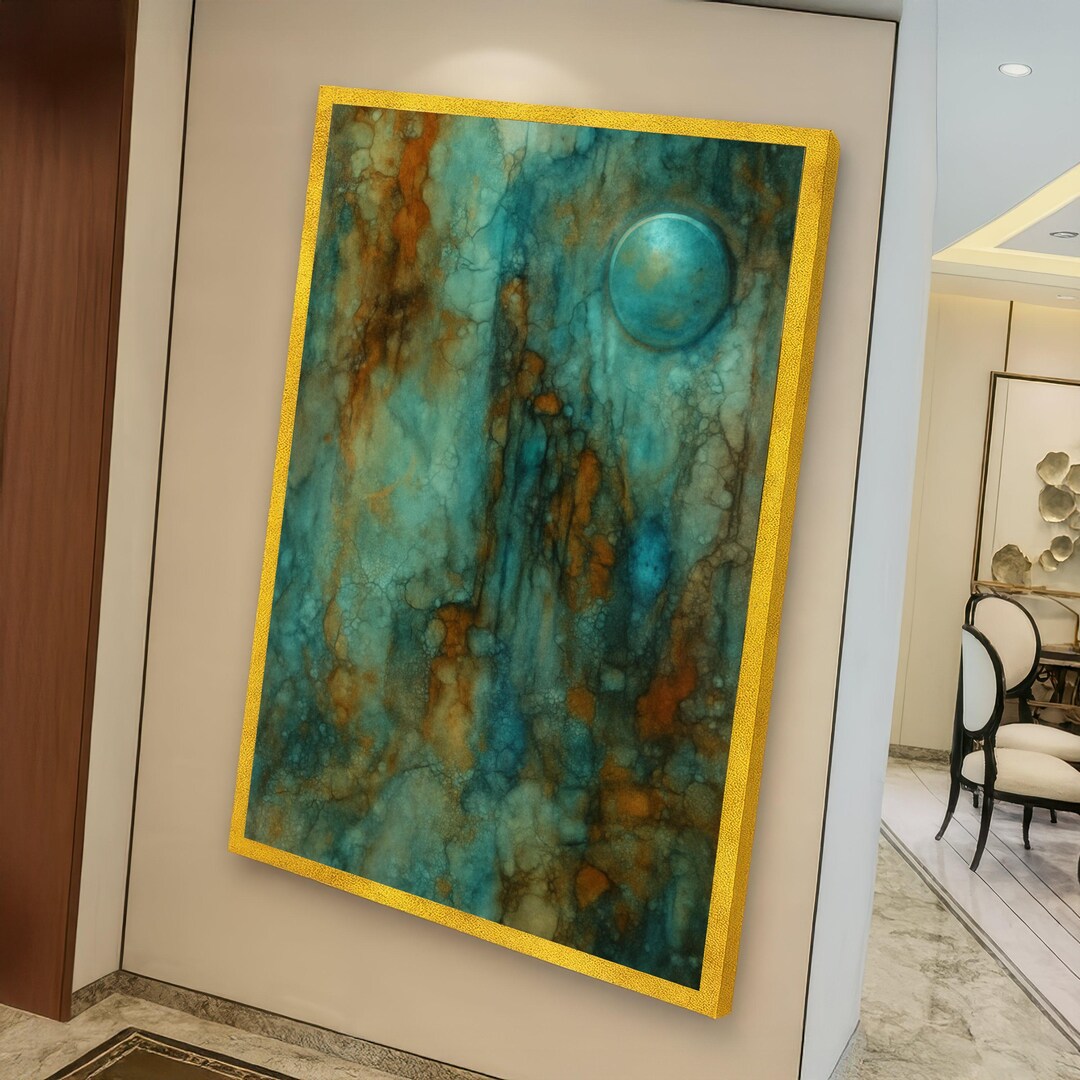 Abstract Blue Rust Canvas, Industrial Wall Art, Modern Urban Decor ...