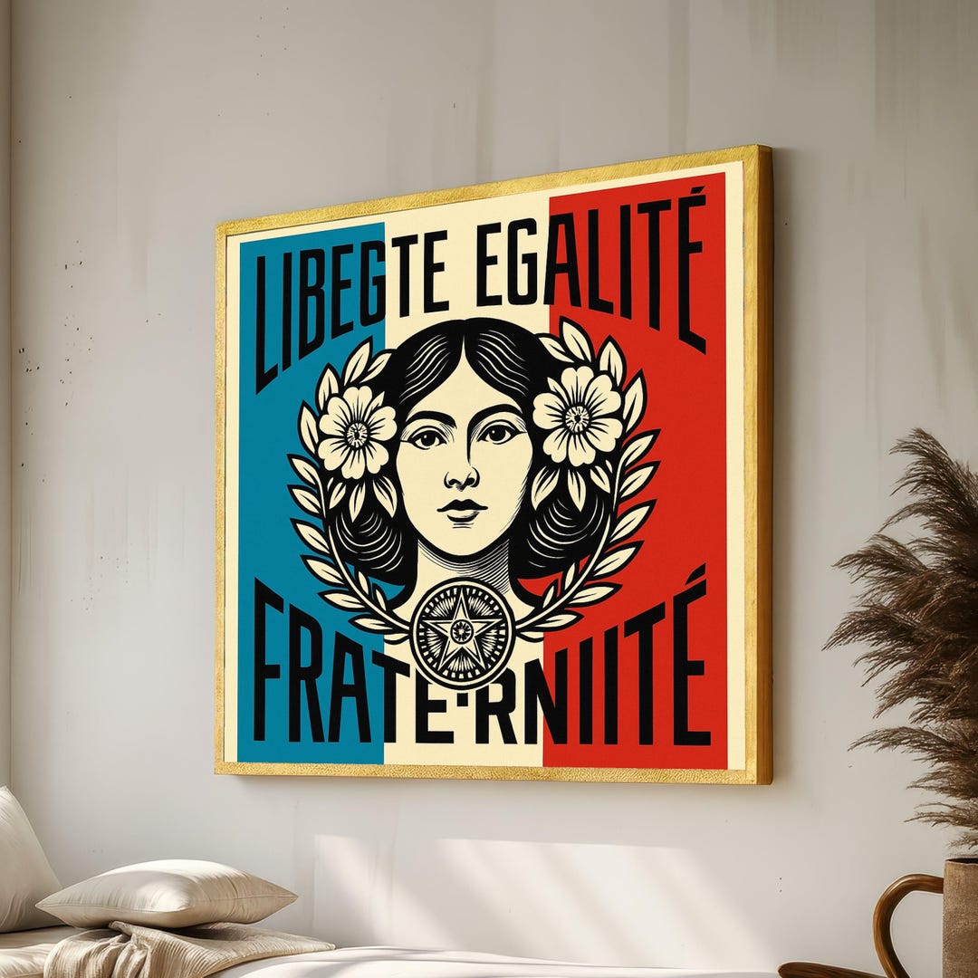 French Liberty Equality Fraternity Canvas, Vintage Patriotic Wall Art ...