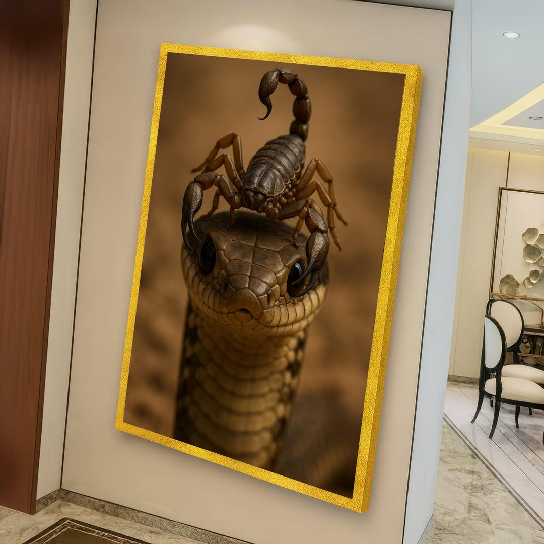 Close-up Scorpion on Snake Canvas, Desert Wildlife Wall Art, Nature ...