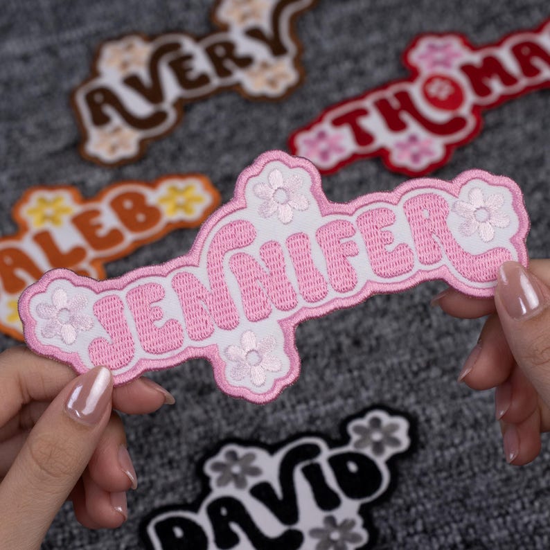 Custom Retro Groovy Name Patch: Sew/iron On/hook & Loop Embroidery ...