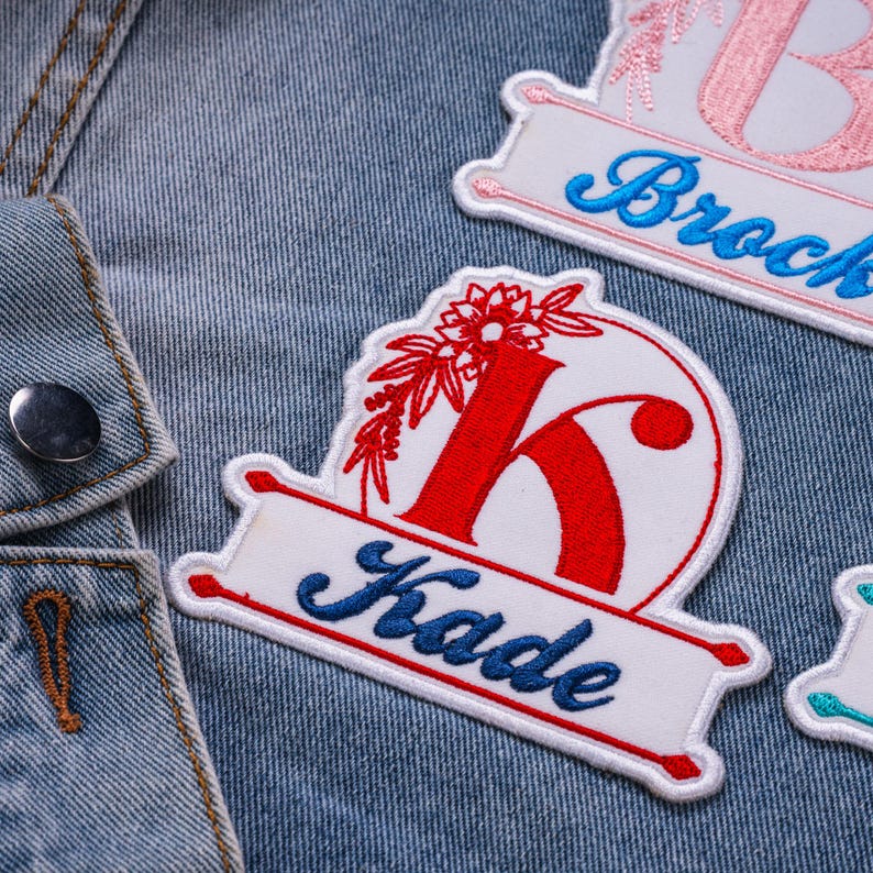 Custom Embroidered Name Patch: Floral Initial Monogram Sew/iron On/hook ...
